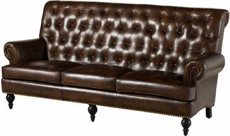 Massivmoebel24 Sofa 3-Sitzer Echtleder 196x84x94 braun chesterfield 107