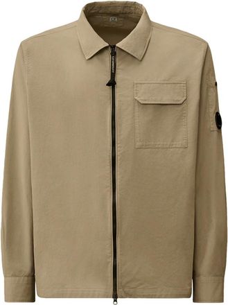 C.P. Company C.p. Company, Homme, Vestes, Gris, Taille: XL Gabardine Zipped Lens Overshirt