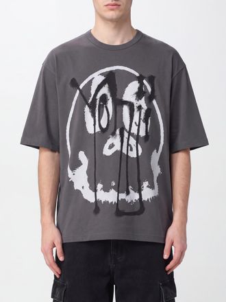 Yohji Yamamoto Baumwoll-T-Shirt mit Graffiti-Logo-Print und &uuml;berschnittenen Schultern
