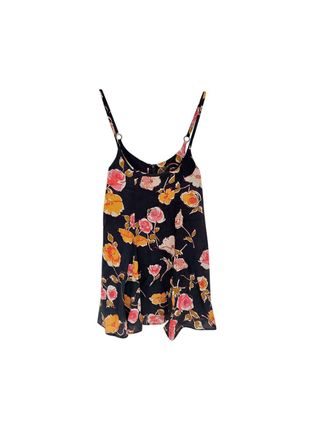 Reformation Black painterly floral crepe cami top Size XS