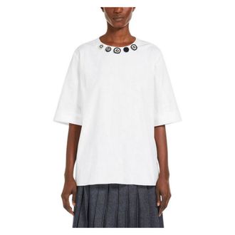 Max Mara Wei&szlig;e Baumwollbluse mit Stickerei - - Tops - Damen - Wei&szlig; - 2XS