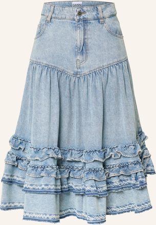 Ganni Jeansrock Mit R&uuml;schen blau