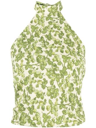 Etro Neckholder-Top mit Blumen-Print - Grün