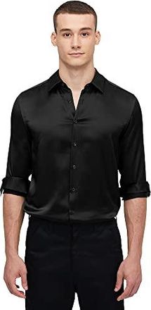 LilySilk Chemise Basique en Soie de m&ucirc;rier, pour Homme, Formel, Business, Bureau, boutonni&egrave;re, Haut Chemisiers, Manches Longues, Luxueux, Respirant, v&ecirc;tements 