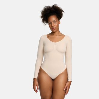 creamy fabrics Bodysuit Sculpting Shapewear Longsleeve mit String