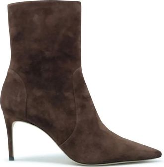 Stuart Weitzman Stiefel - Sj970 Walnut Suede 75 Power Zip Bootie - Gr. 5_5 - in Schwarz - f&uuml;r Damen