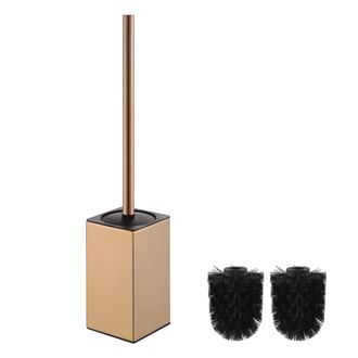 BGL Fashion WC-B&uuml;rste Quadratisch in Ros&eacute;gold | Edelstahl Klob&uuml;rstenhalter mit Hygienest&auml;nder | Rostfrei & Elegant f&uuml;r Bad & Hotel