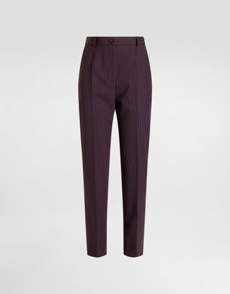 Dolce & Gabbana Hose Aus Wolle In Nadelstreifen-optik - Frau Hosen Und Shorts Mehrfarbig 46
