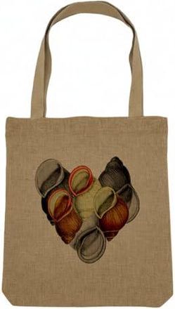 Fabulous Sac Shopping Tote Bag Aspect Lin - Escargot minimaliste Planche Biologie Illustration Ancienne - Sac de Courses Toile Epaisse 360g Beige Naturel Cabas