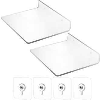 NUOBESTY 2 St&uuml;ck Schwebende Wandregale aus Transparentem Acryl Selbstklebend 20X15cm Wandmontierter Badezimmer Organizer ohne Bohren Platzsparendes Badregal