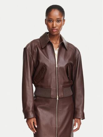 HUGO BOSS Lederjacke Laceila 50563072 Braun Regular Fit