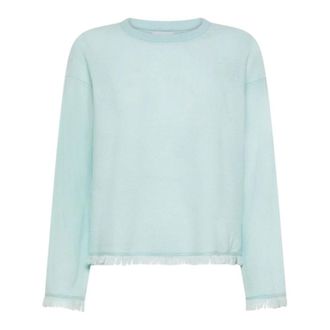 Sun 68 Fringed Wool and Cashmere Jumper - - Knitwear - Damen - Blau - S