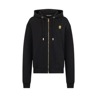 Roberto Cavalli Femme, Sweatshirts et sweats &agrave; capuche, Noir, Taille: 42 FR Flaming Rose Print SweaT-shirt Sweat &agrave; capuche