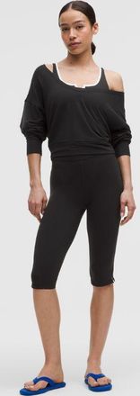 lululemon Groove Crop Leggings mit hohem Bund und Schlitzen am Saum für Frauen - 38 cm - Größe 14 in Black