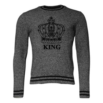Dolce & Gabbana King Crown Print Pullover Sweater - - Knitwear - Herren - Schwarzk - S