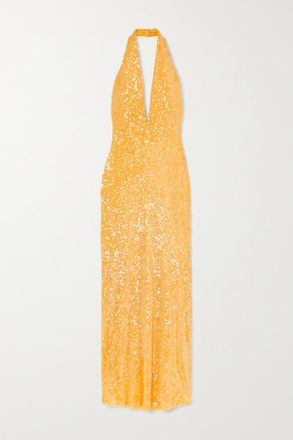 Markarian Valerie Midikleid Aus Crêpe Mit Pailletten Und Neckholder - Gelb