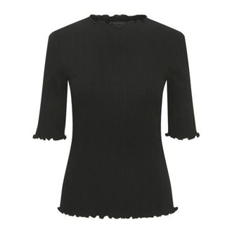 Karen by Simonsen Tee-shirt SS Meteorite avec Bordures &agrave; Volants - Femme - Tops - Noir - Taille: 42 FR