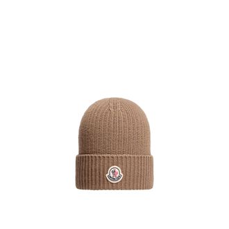 Moncler Moncler Tricot Wool Blend Beanie, Men, Brown, Size: One Size