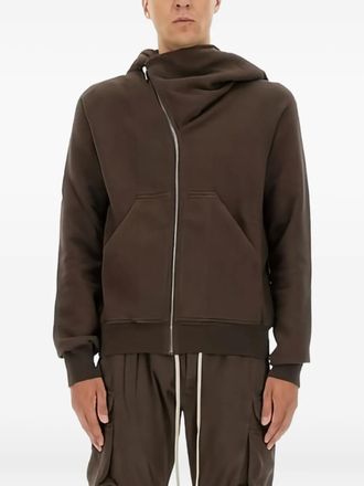 Rick Owens hoodie à fermeture zippée asymétrique - Marron