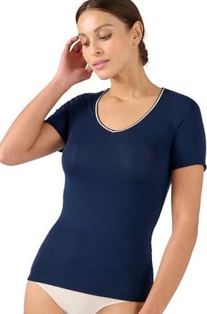 Damart T-Shirt Manches Courtes Thermique Thermolactyl Sensitive Femme Bleu Taille 42-44 (M)