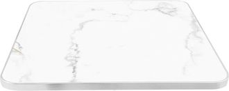 Oviala Plateau de table carré marbre blanc cerclage argent 60cm