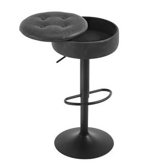 Woltu Tabouret Bar, Tabouret Haut, Tabouret Pivotant &agrave; 360&deg;, Tabouret Moderne avec Repose-Pieds pour Cuisine, Salle &agrave; Manger, Bar, Similicuir + M&eacute;tal, Anthr