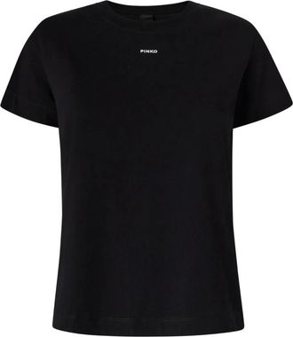 Pinko Basico T-Shirt Jersey Logo - - Tops - Damen - Schwarzk - XS
