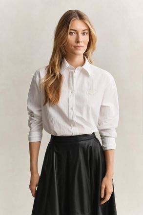 GANT Damen Gestreifte Bluse mit Stickerei (44) EGGSHELL