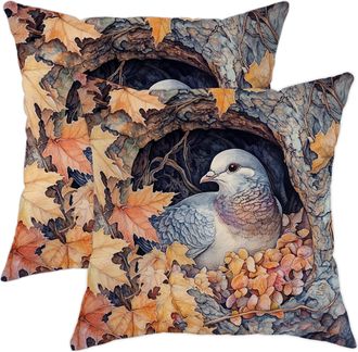 Generic Herbsttauben Dekokissen Weich Kissenbezug Quadratische Kissenh&uuml;lle F&uuml;r Sofa Bett Balkon 45X45Cm 2Er Set