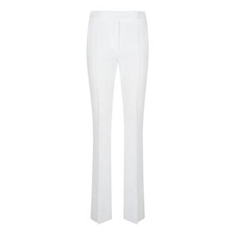 Max Mara Schmal geschnittene Canvas-Hose aus Cr&ecirc;pe - - Trousers - Damen - Wei&szlig; - M