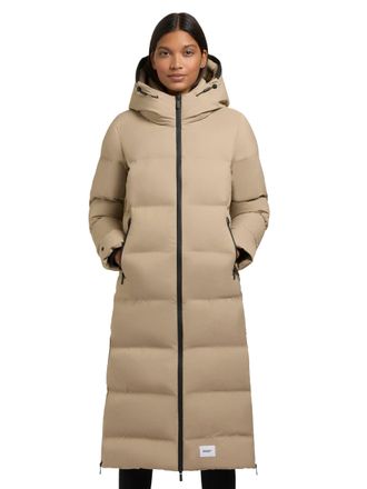 Khujo Damen Wintermantel Warmer Steppmantel lang mit Kapuze Larea3-YM Tao Sand Gr. XL