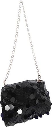 Hemobllo Abaodam Paquet de Soir&eacute;e &agrave; Paillettes Rond Noir avec Bandouli&egrave;re Cha&icirc;ne M&eacute;tallique Petit Paquet Bandouli&egrave;re Compact 24 X 17 X 6 CM Pochette Femme &Eacute;l&eacute;g