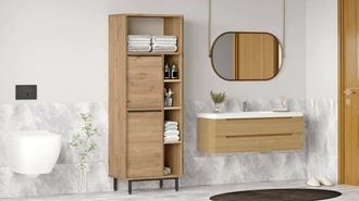 Dmora Schrank Mimas 160x35,5x45,1h cm Braun 4 Regale 7 Fächer