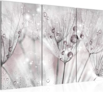 Runa Art Wandbilder Pusteblume Bild XXL Wohnzimmer Schlafzimmer Rosa Grau Natur 120 x 80 cm 3 Teilig 019931a