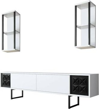 Dmora TV-Schrank Kaus 180x30x48 cm Wei&szlig; 5 Regale, Modulierbar