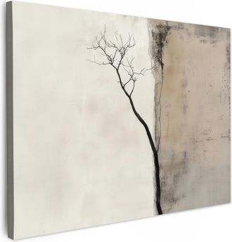 MuchoWow &copy; Leinwand 70x50 cm Deko Schlafzimmer Aesthetic Leinwandbilder Wohnzimmer Gem&auml;lde Foto Geschenk Living Room Decoration Wabi-Sabi - Pflanze - Beige