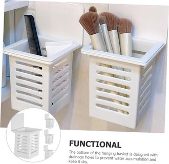 Angoily 4 Stück Teiliges Weißes Wandregal aus Rostfrei Ablauflöchern für Bad Küche Toilette Praktischer Bohrfreier Organizer für Vielseitige Aufbewahrung