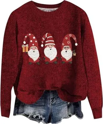 Generic Pull de No&euml;l pour femme grande taille - Chandails de No&euml;l pour femmes sans capuche imprim&eacute;s tendance pour femmes, jolis sweats &agrave; manches longues pour 