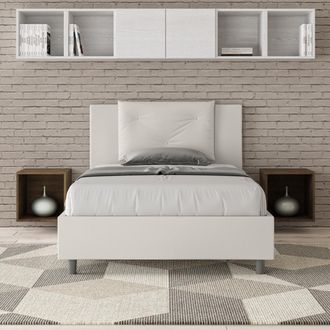 Itamoby Itamoby - Letto Una Piazza E Mezza Senza Rete Imbottito 120x200 Similpelle Bianco Appia