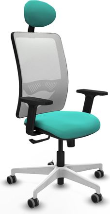 Piqueras y Crespo Computerstuhl Zulema mit 2D-Armen, h&ouml;henverstellbarer Lendenwirbelst&uuml;tze und festem Kopfteil, ausgestattet mit 3 Positionen und Schneideschaum, Wei&szlig;/T