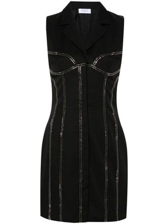 Off-white robe courte Bling &agrave; ornements en cristal - Noir