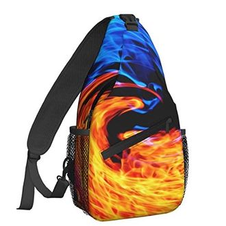 Generic Flammes Bleues Et Rouges Sac Banane L&eacute;ger Pochette Epaule Antivol Sac Poitrine Pour Voyage Homme Randonn&eacute;e