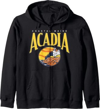 Trendy Apparel Costal Maine Acadia Lighthouse Ocean Sunset Kapuzenjacke