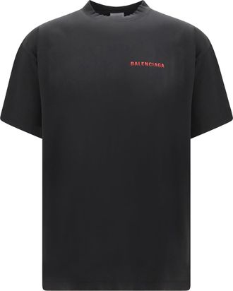 Balenciaga Logo-Embroidered Cotton T-Shirt - Black