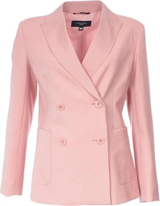 Max Mara Femme, Vestes, Rose, Taille: 38 FR Giacca doppio petto in lana stretch