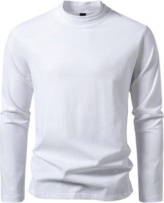 Generic T-shirt thermique &agrave; manches longues et col montant pour homme - M&eacute;lange de coton doux et ajust&eacute; - Chandail &agrave; col rond - Haut basique chaud pour temps 
