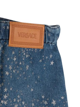 Versace Glitter Denim Cotton Skirt - Blue