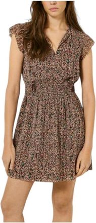 Pepe Jeans London Femme, Robes, Brun, Taille: 40 FR Robe Courte Imprim&eacute;e