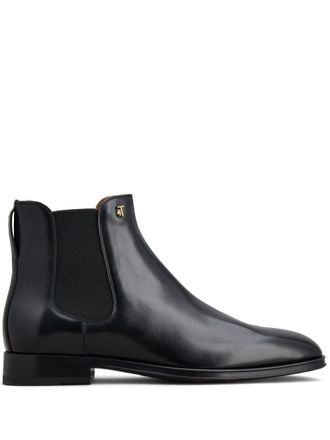 Tod's bottines en cuir à plaque logo - Noir