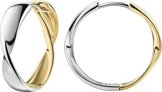 Zeeme Silber Klappcreolen 925/- Sterling Silber rhodiniert und vergoldet